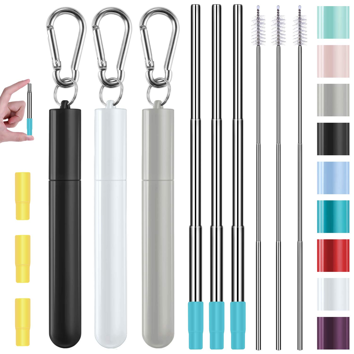 Snapklik.com : Metal Straws, Funbiz 3 Pack Reusable Collapsible ...