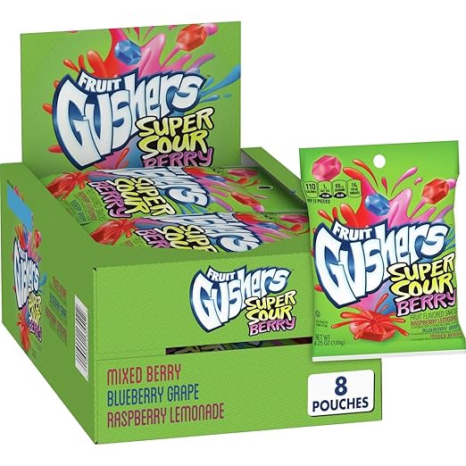 Amazon.com: Gushers Fruit Flavored Snacks, Super Sour Berry Flavor, 8 ...