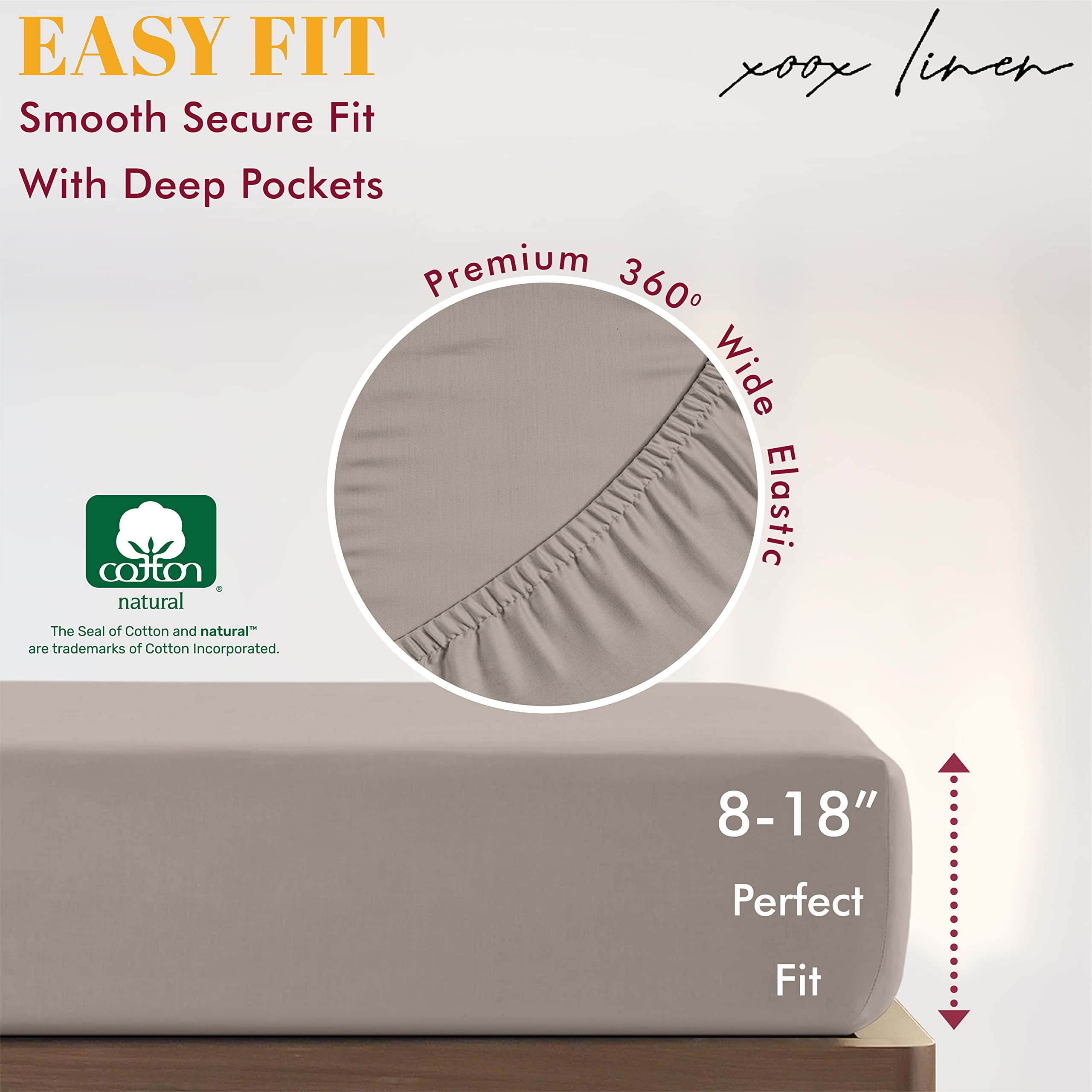 XOOX Linen Premium 1000-Thread-Count Egyptian Feel 100% Cotton ...