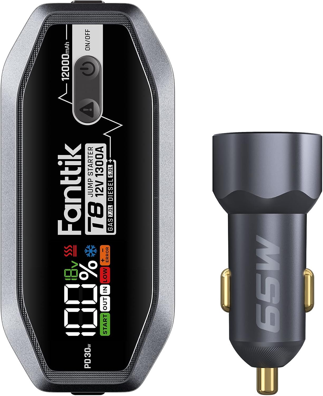Amazon.com: Fanttik T8 1300 Amp Jump Starter & CC65 USB C Car Charger ...