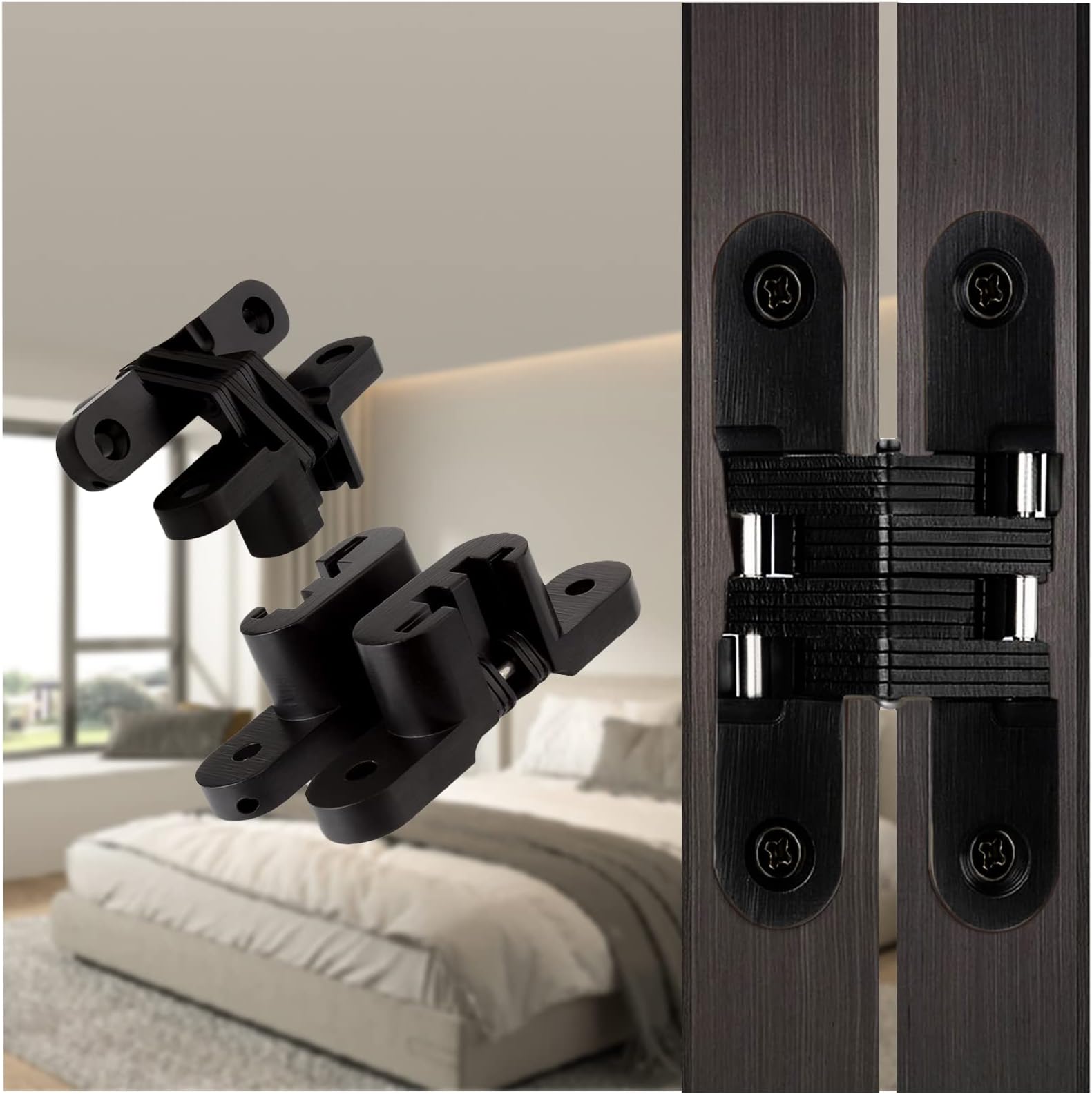 YIDELAI Hidden Hinges (1 Pair) Invisible Cabinet Hinges Load Capacity ...