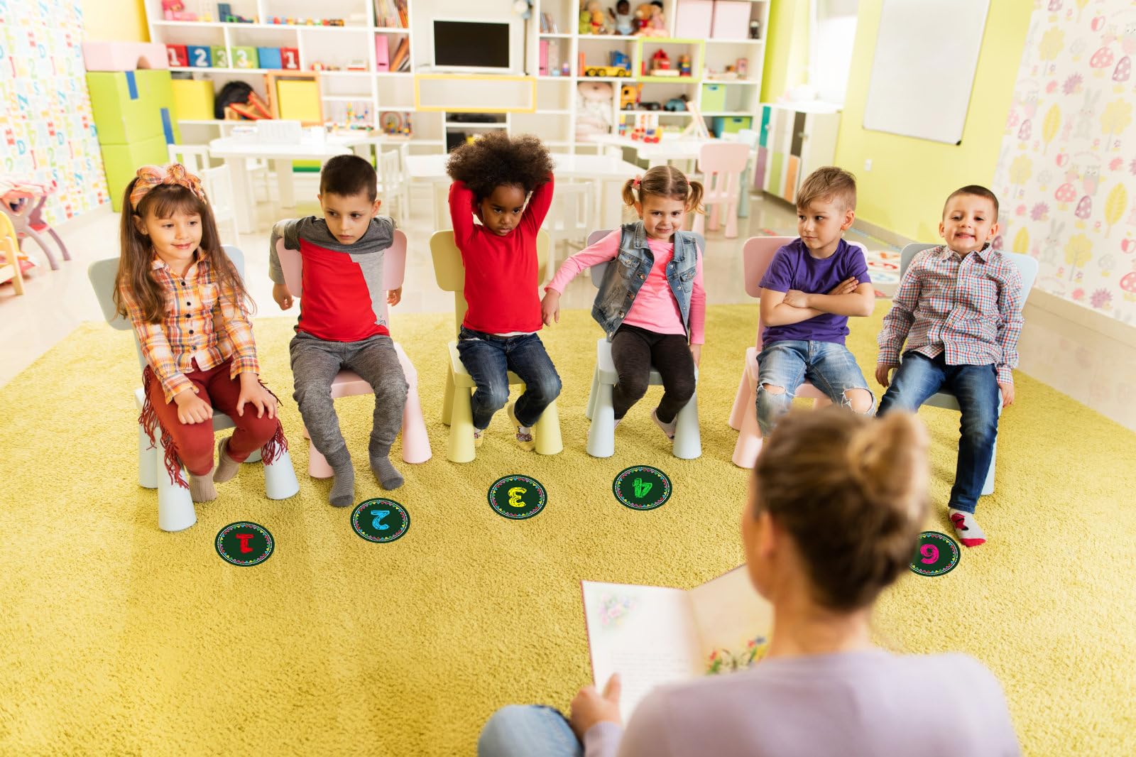 Snapklik.com : Floor Number Stickers For Classroom - Line Up Spots For ...