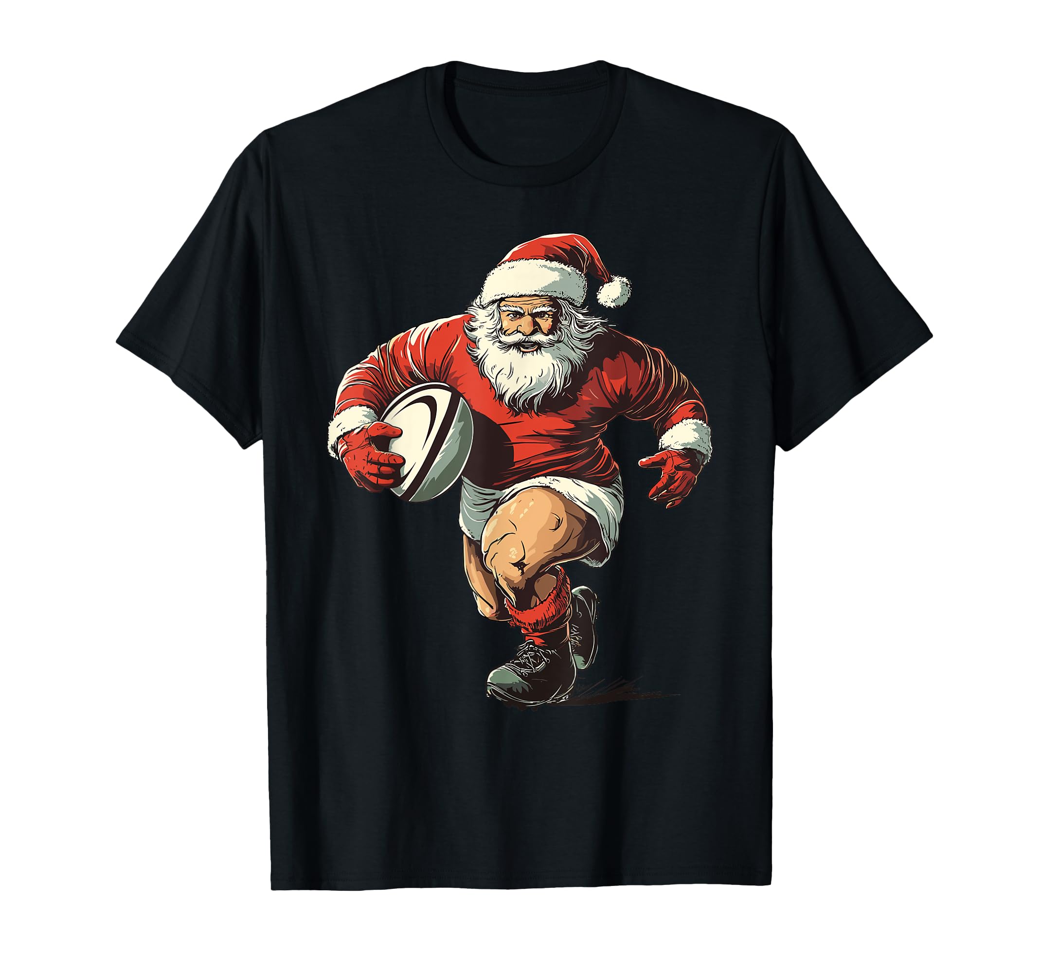 Santa Playing Rugby Funny Christmas Rugby Player Xmas Pajama T-Shirt ...