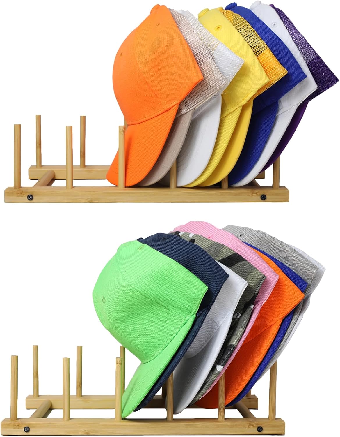 Amazon.com: AAQR Bamboo 2 Pack Hat Racks for Baseball Caps, Compact Hat ...
