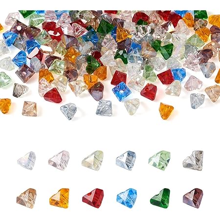 Amazon.com: Cheriswelry 165Pcs Transparent Triangle Glass Beads 4.5mm ...