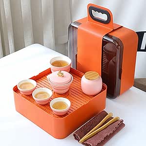 Amazon.co.jp: Travel Tea Set, Ceramic, Gradient, 6-piece Set, Tea Set ...