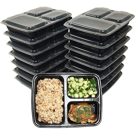 Amazon.com: Freshware Meal Prep Containers [21 Pack] 3 Compartment with ...