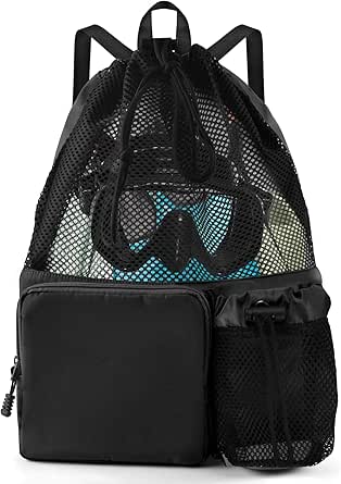 Amazon.com: BROTOU Mesh Swim Bag Drawstring, Water Sports Backpack with ...
