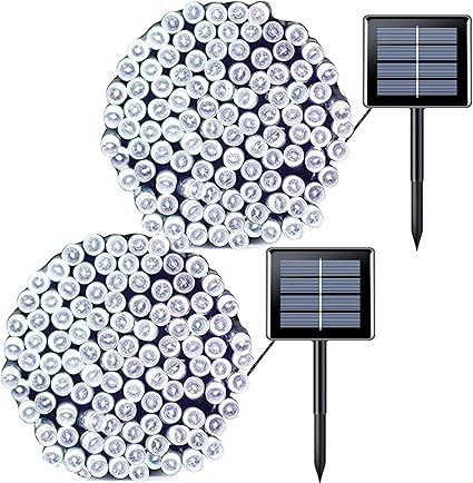 JMEXSUSS 2 Pack Upgraded Solar String Lights 200LED 75.5ft Solar ...