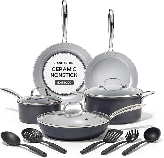 Amazon.com: Granitestone Pro 13pcs Pots and Pans Set Non Stick Ceramic ...