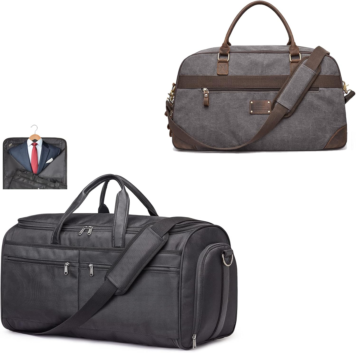 Amazon.com | Convertible Travel Garment Bag with Canvas Weekender Bag ...