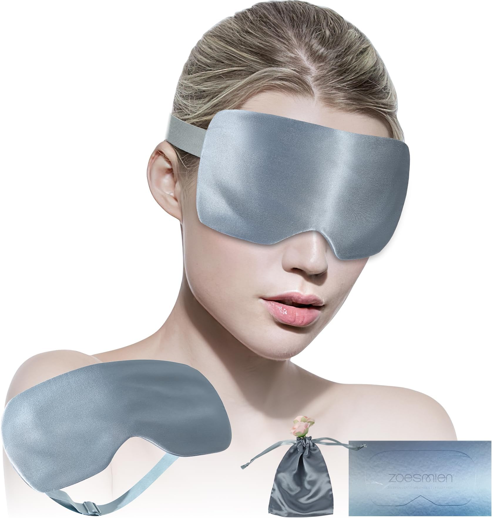 Amazon.com: Silk Sleep Mask - Black Satin Eye Cover for Sleeping, Cute ...