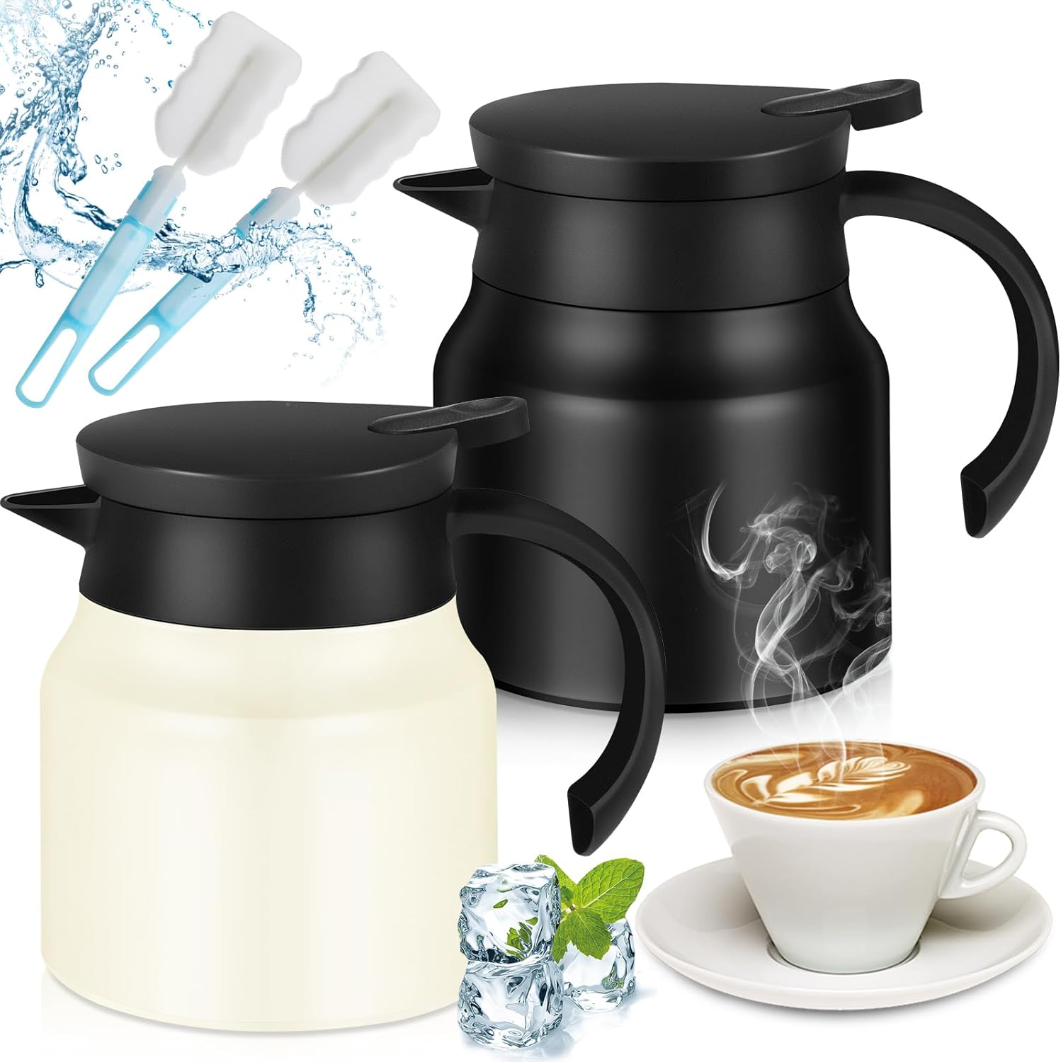 Amazon.com: Ziliny 2 Pcs Thermal Coffee Carafe 34 oz Insulated Milk Carafe Stainless Steel ...