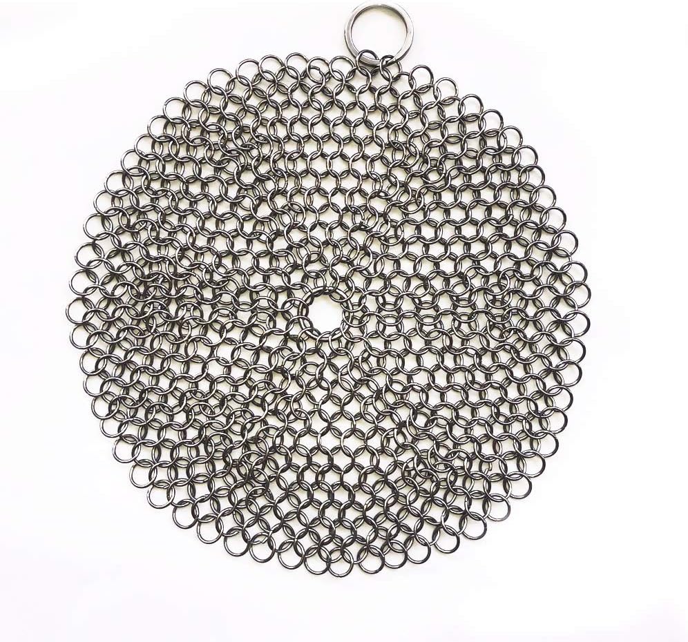 Amazon.com: Cast Iron Skillet Cleaner, 316 Chainmail Scrubber Built-in ...