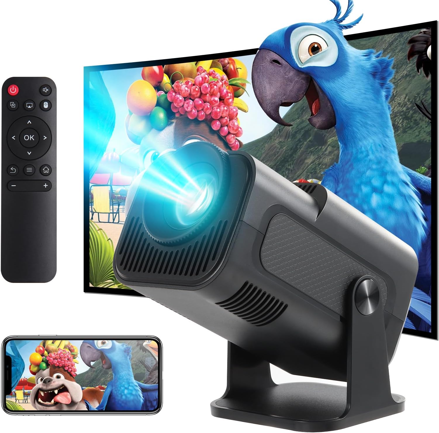 HY320 Mini Portable 4K Smart Projector, Android 11.0, WiFi 6, Bluetooth ...