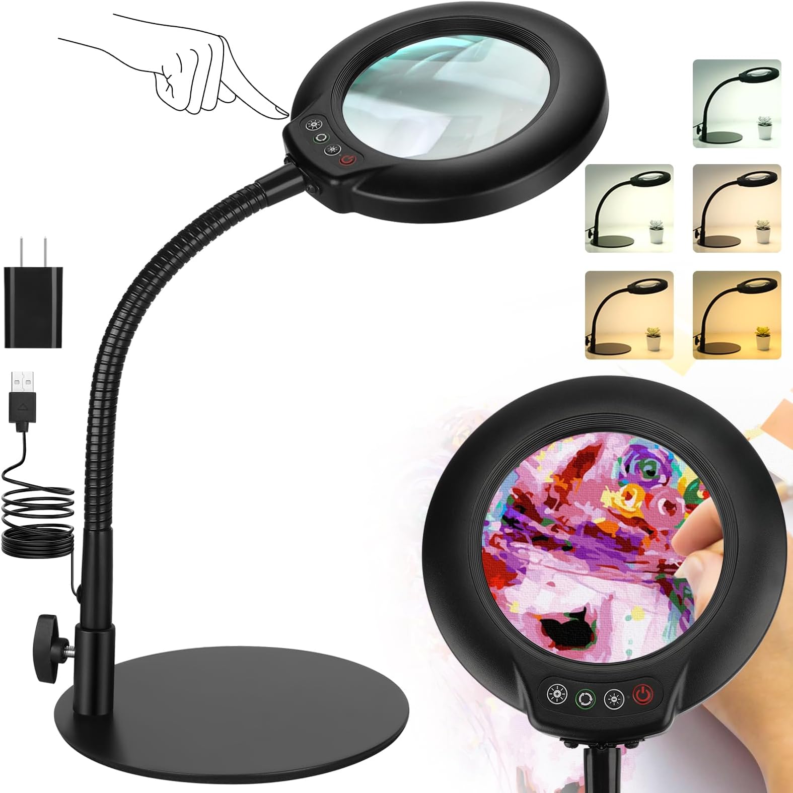 Amazon.com: Drdefi 8X Magnifying Glass with Light and Stand, 5 Color ...