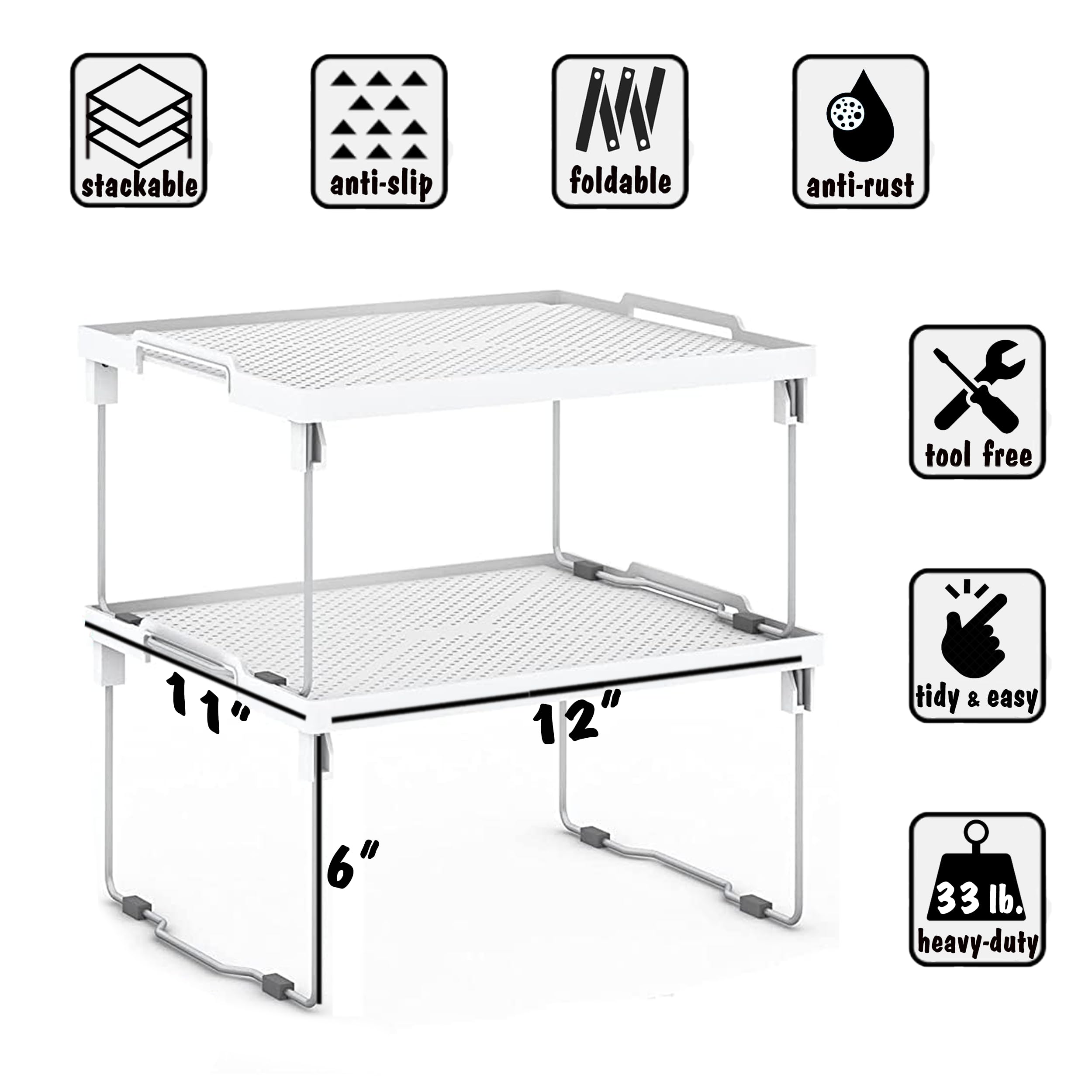 Snapklik.com : Ums Kitchen Shelves Cabinet Organizer, Stackable Freezer ...