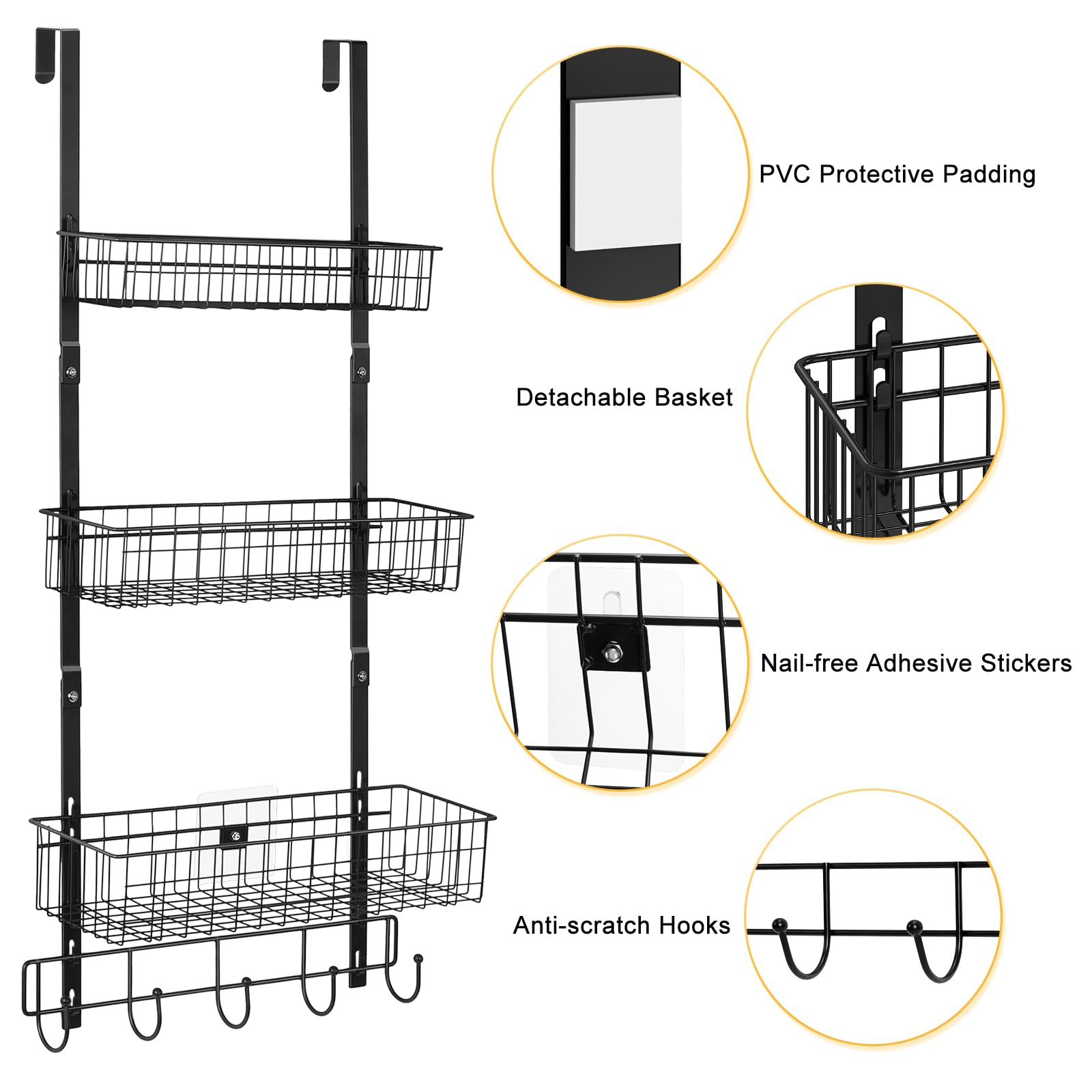 Snapklik.com : Over The Door Organizer 3 Tier Hanging Basket Spice Rack ...