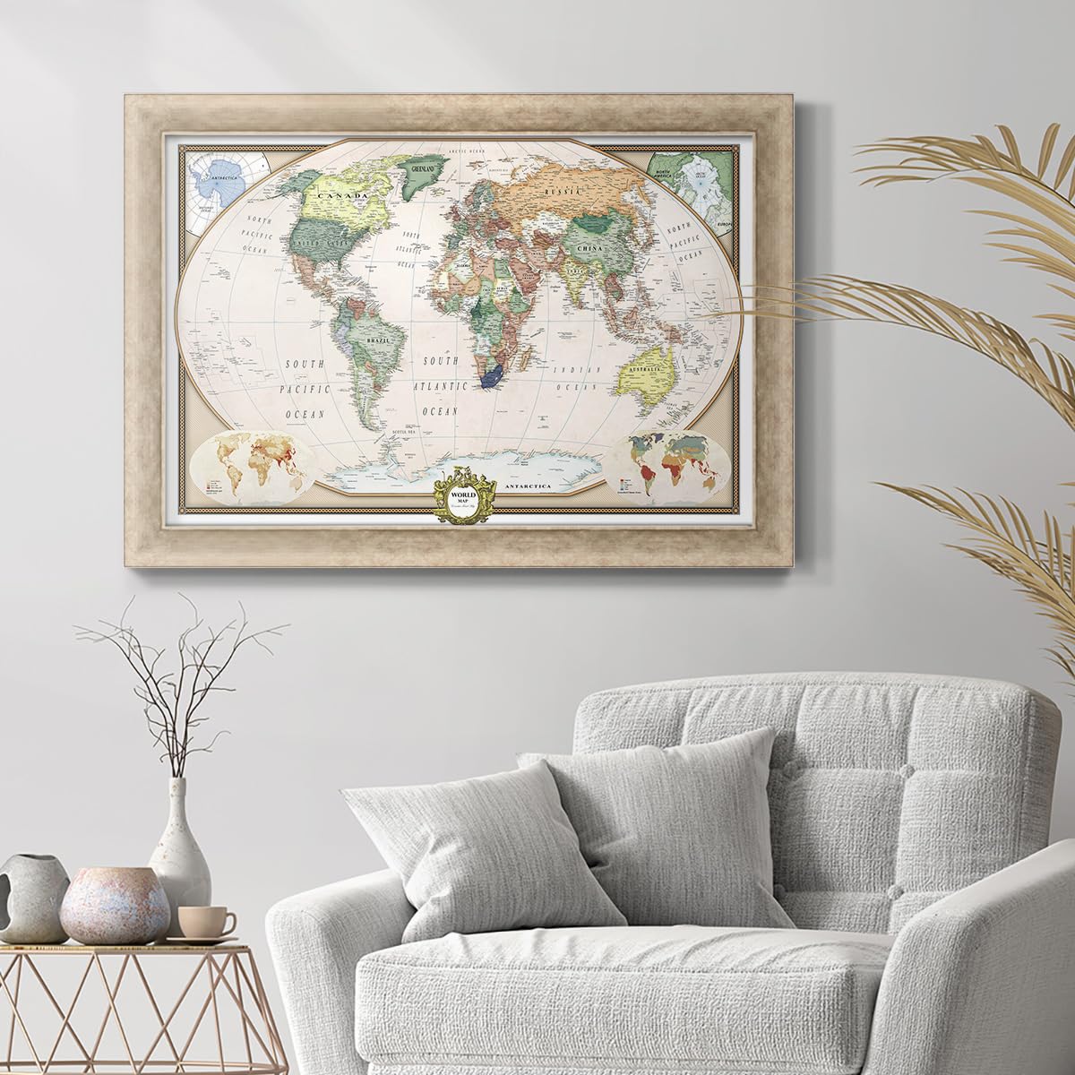 Snapklik.com : Renditions Gallery Colorful World Map Canvas Wall Art