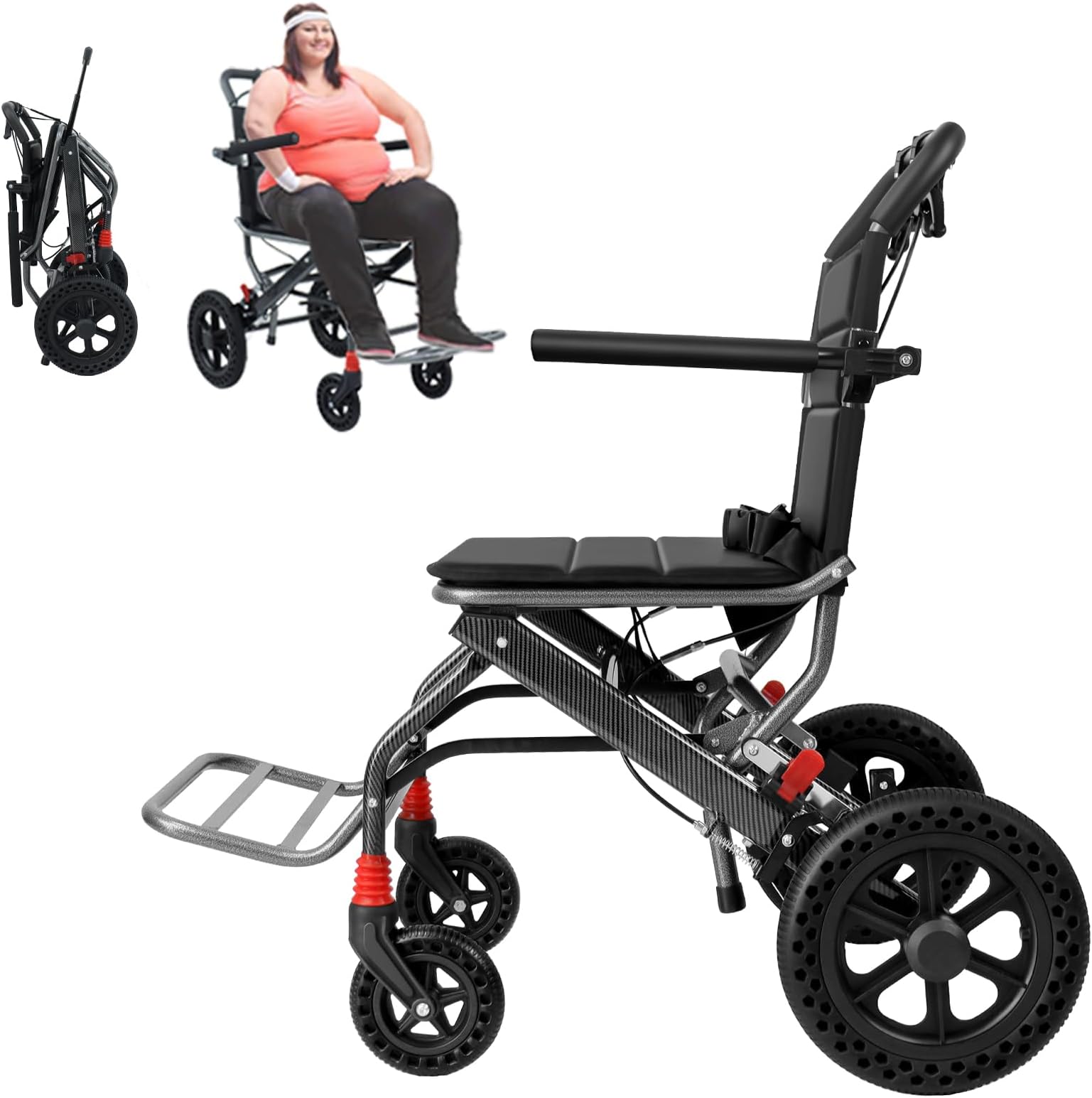 Amazon.com: Lightweight Wheelchairs with Handbrake, Compact Wheelchair ...