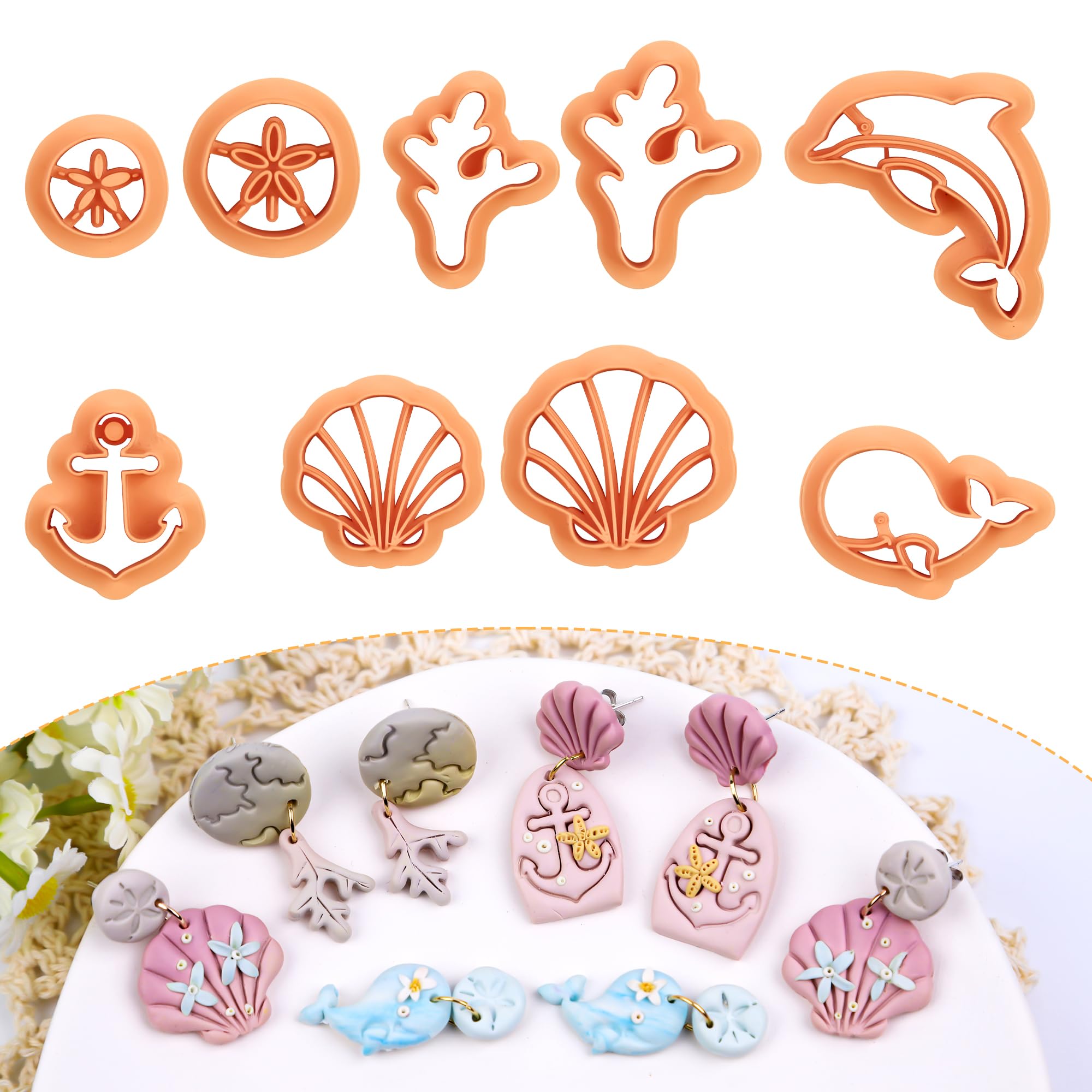Snapklik.com : Puocaon Sea Polymer Clay Cutters - 9 Pcs Scallop Seashell