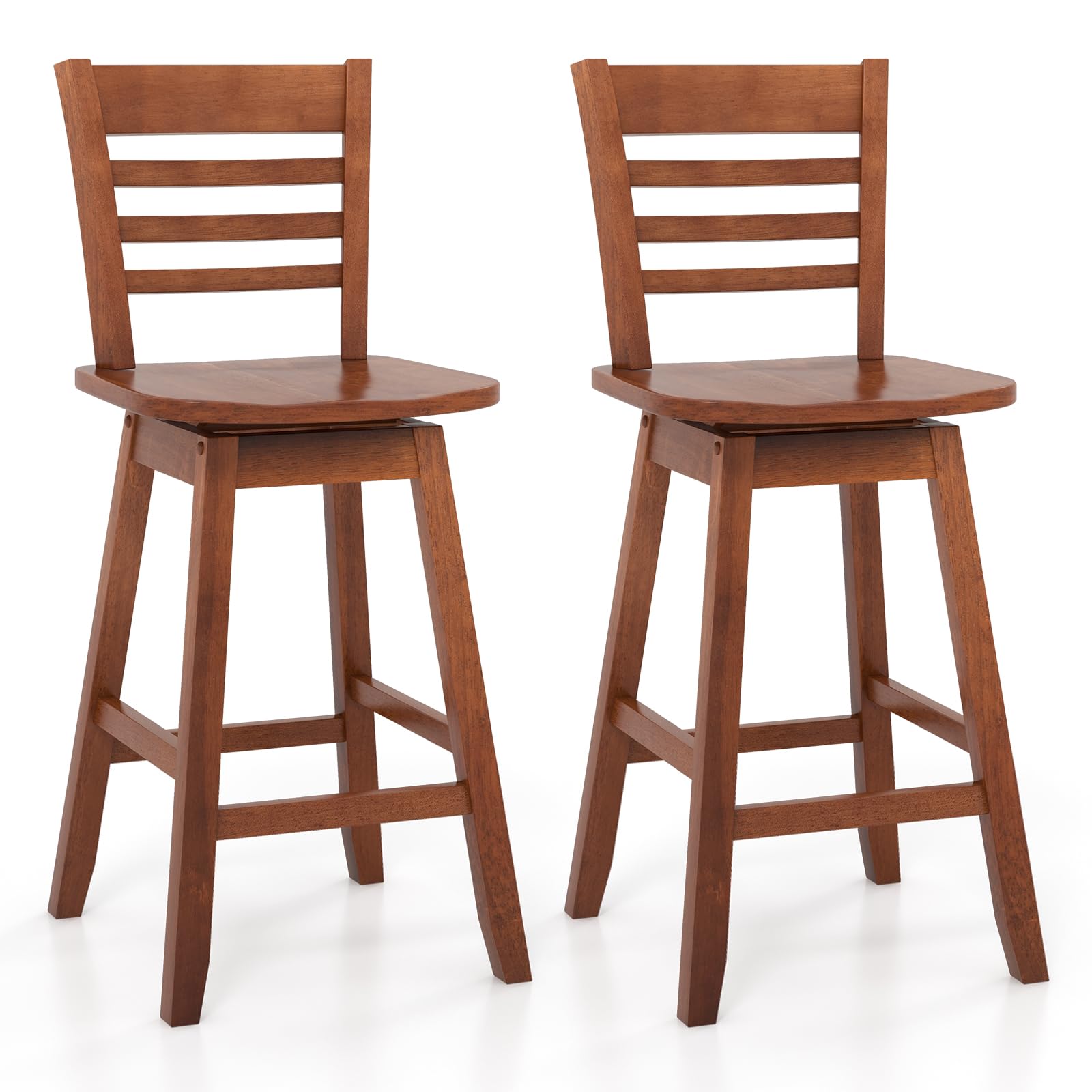 Amazon.com: Giantex Wood Bar Stools Set of 2, 24.5" Swivel Counter ...