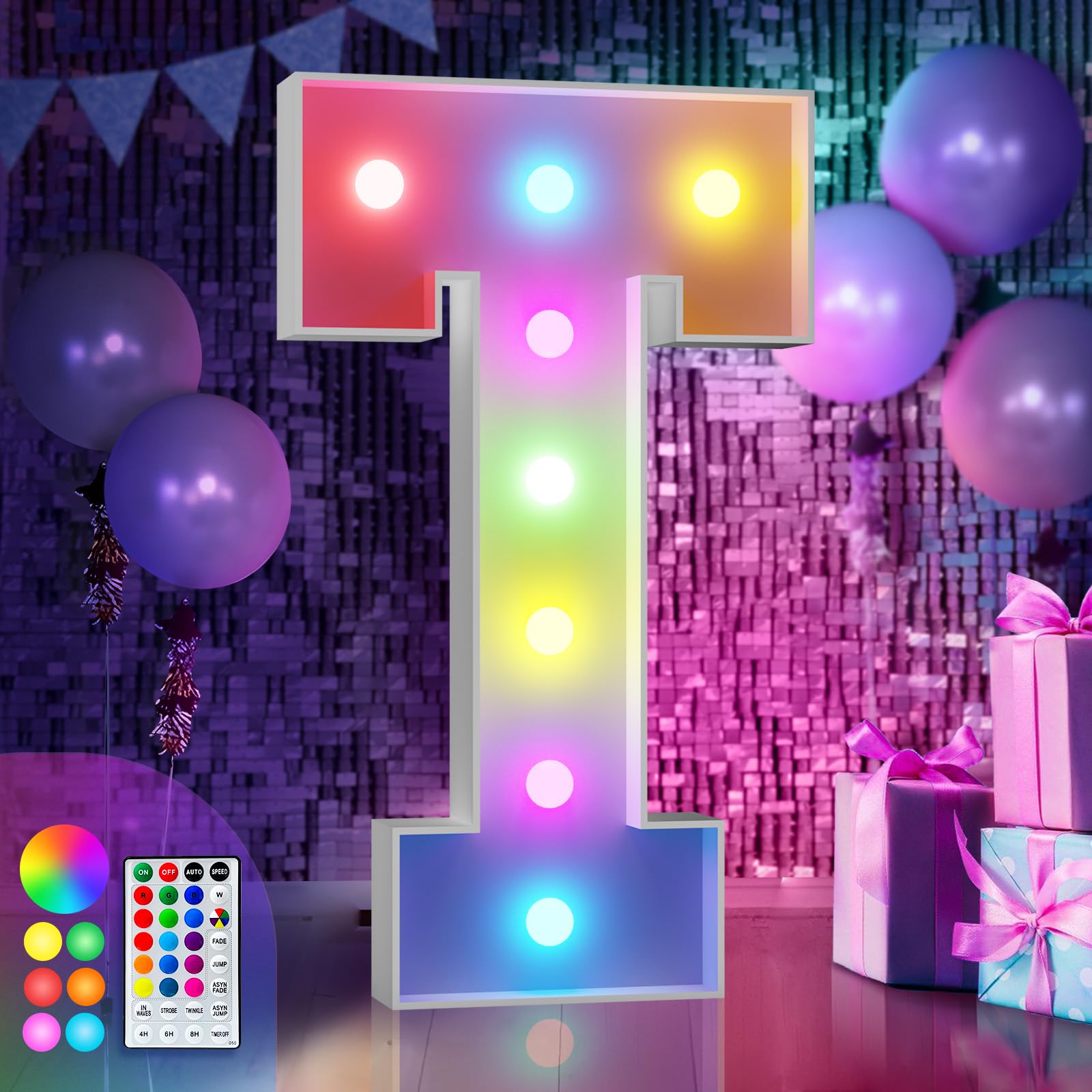 Amazon.com: imprsv 3FT Colorful Marquee Light Up Letters T, 18 Colors ...