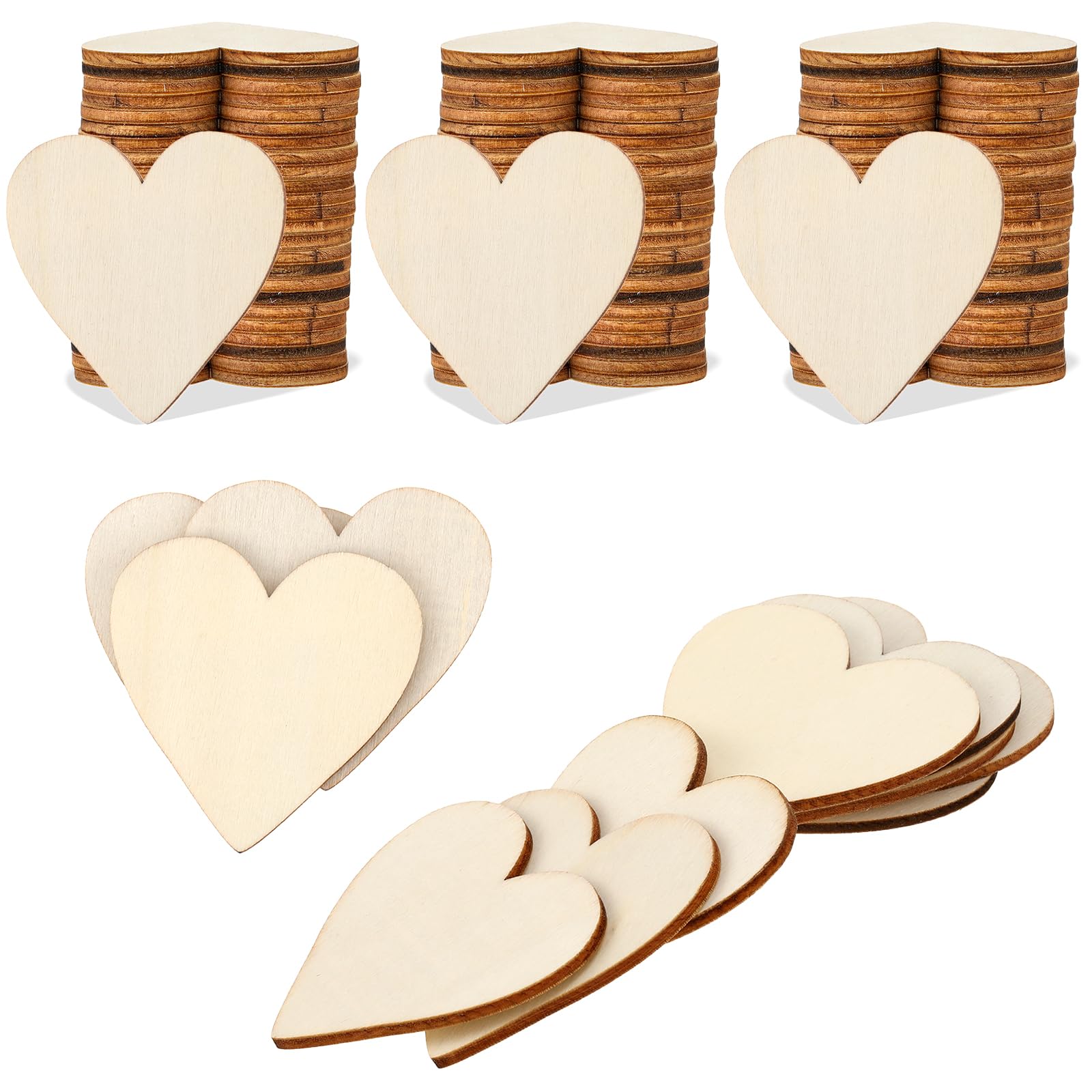 Amazon.com: 100 Pcs Wooden Hearts for Crafts 2 inch Wood Heart Cutouts ...