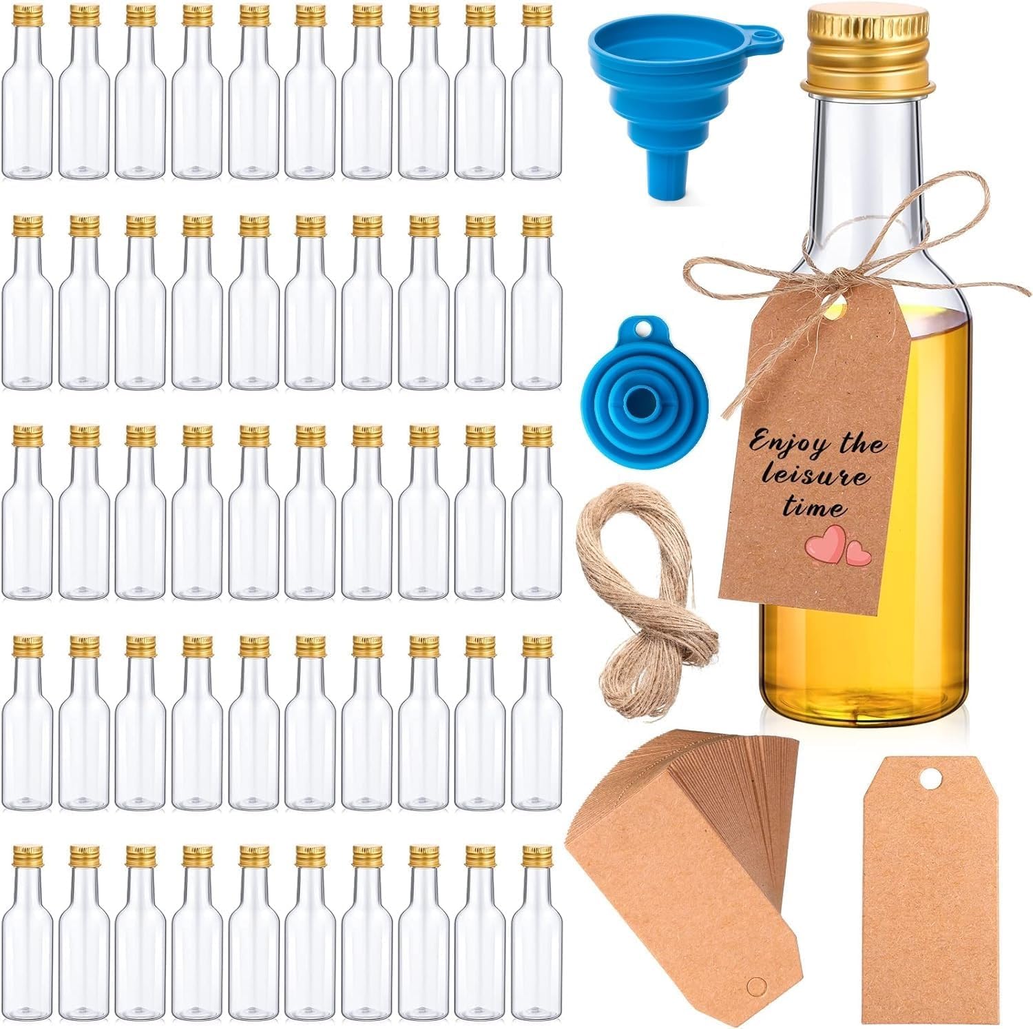 Mini Liquor Bottles Set 60 Pcs, 1.7oz Mini Empty Plastic Alcohol Shot ...