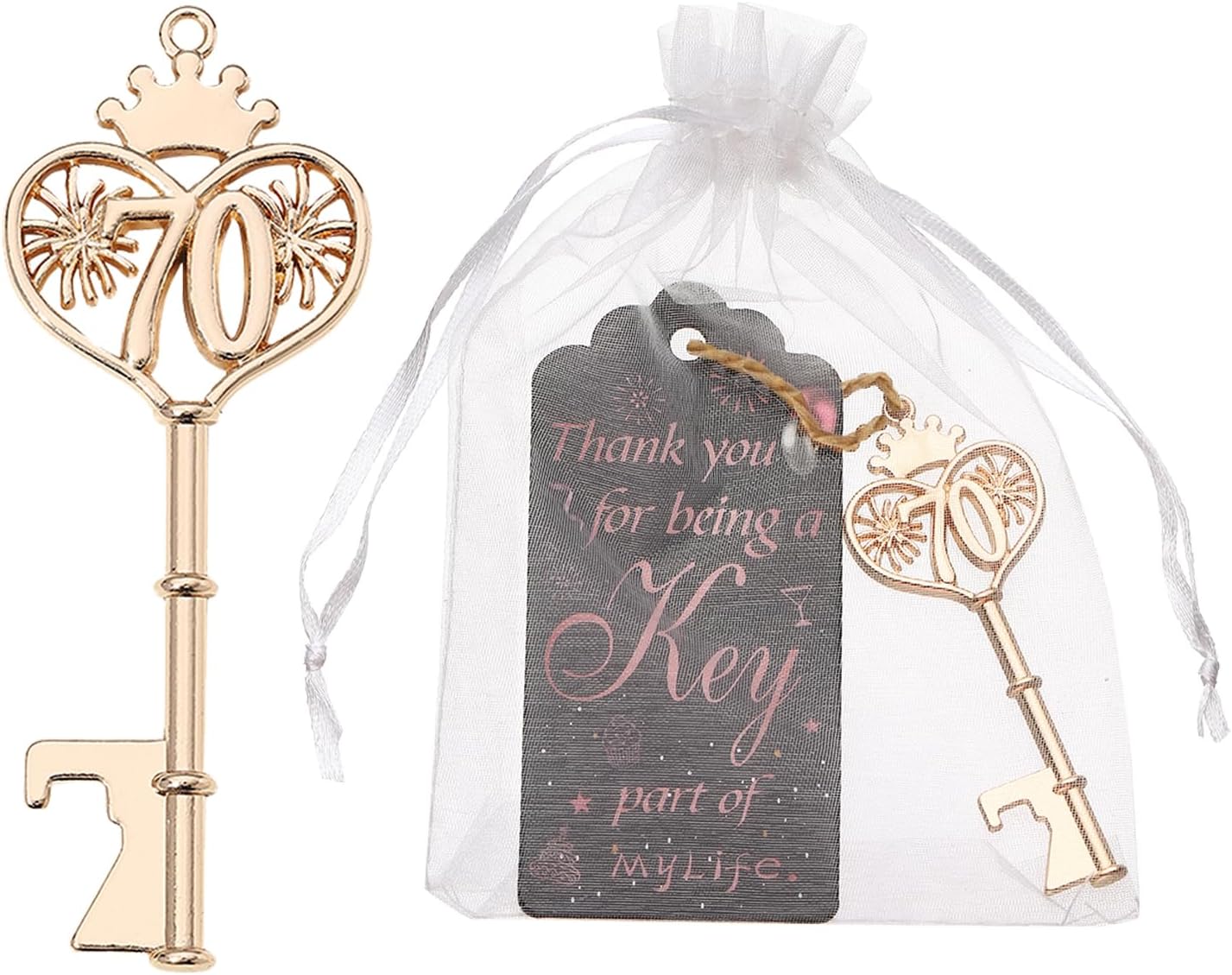 Amazon.com: 24pcs 70th Gold Key Bottle Opener 70th Birthday Party ...