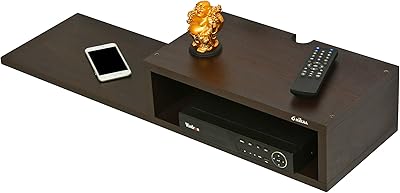 ESTANTERIA Black Stack Engineered Wood Wall Mount TV Entertainment Unit ...