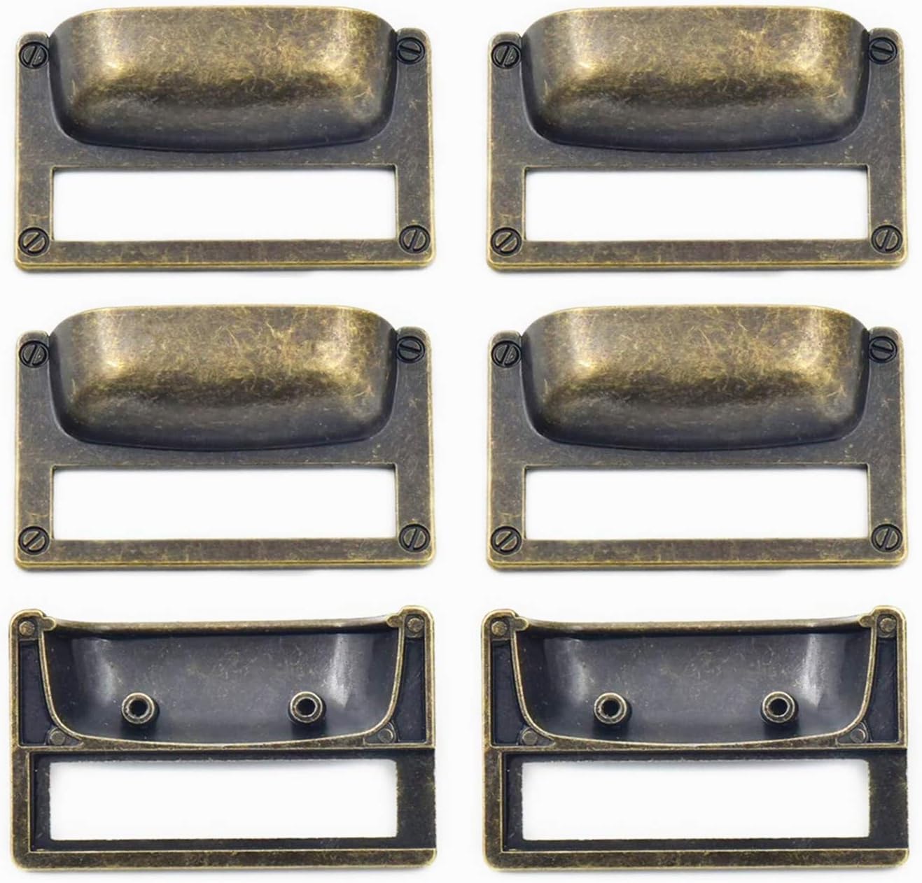 WEICHUAN 6-Pack Zinc Alloy Antique Bronze Label Frame Drawer Pulls ...