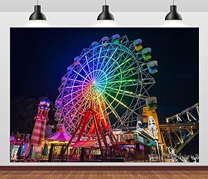 Amazon.com : Loccor 5x4ft Fabric Amusement Park Ferris Wheel Backdrop ...