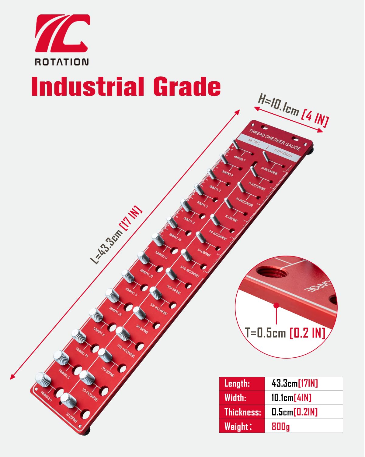 Snapklik.com : Thread Checker, Nut And Bolt Gauge, Bolt Size And Thread ...