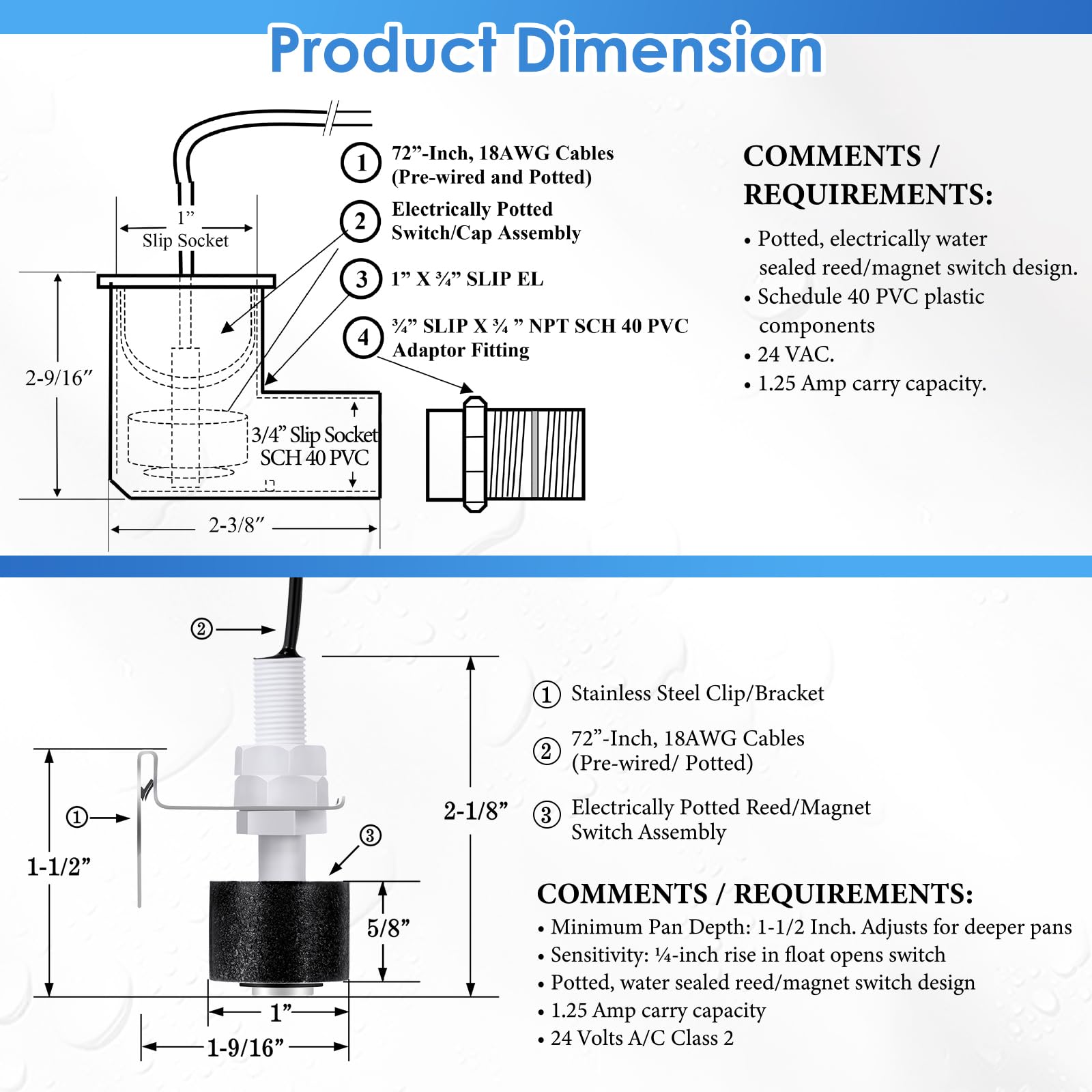 Snapklik.com : SS2 HVAC Float Switch And SS3 AC Pan Float Switch Kit ...