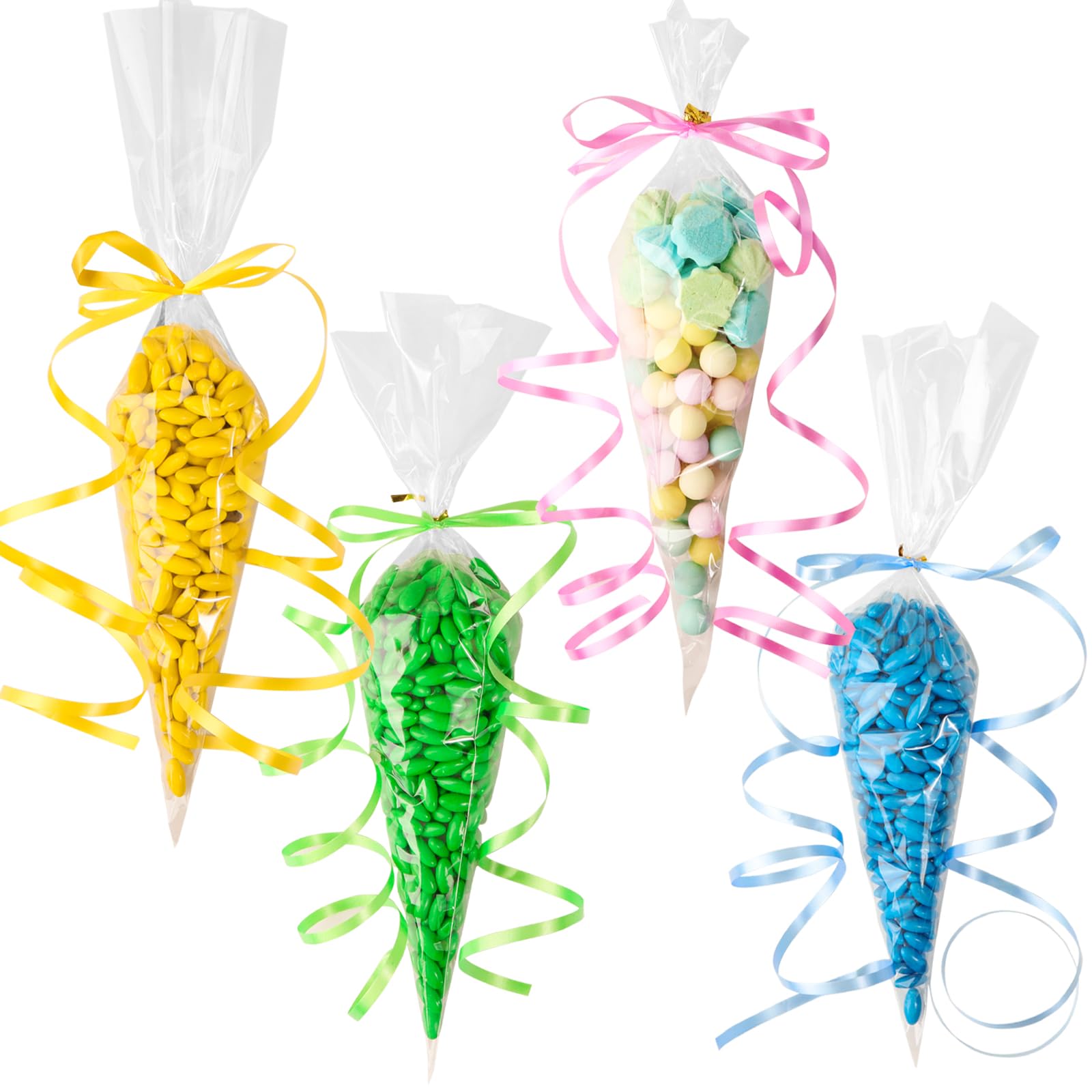 100 pcs Sweet Cone Bags 30x16cm Triangle Clear Cone Bags Sweet ...