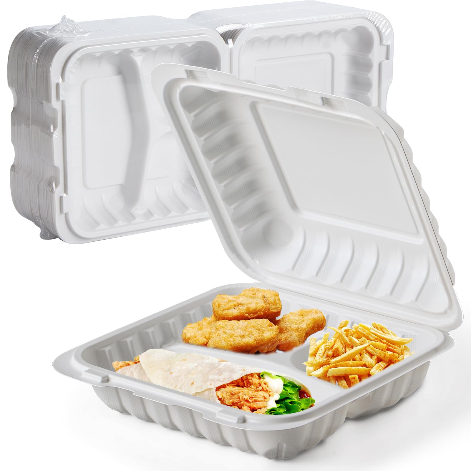 Snapklik.com : Food Containers 8" 34 Oz 55 Pack - Mineral Filled PP ...