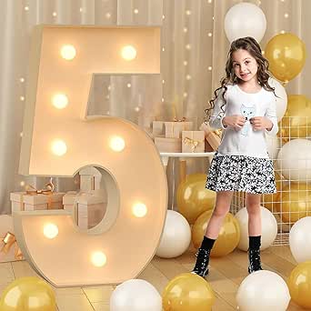 Número 5 gigante de 120 cm con luces LED, letrero luminoso de mosaico ...