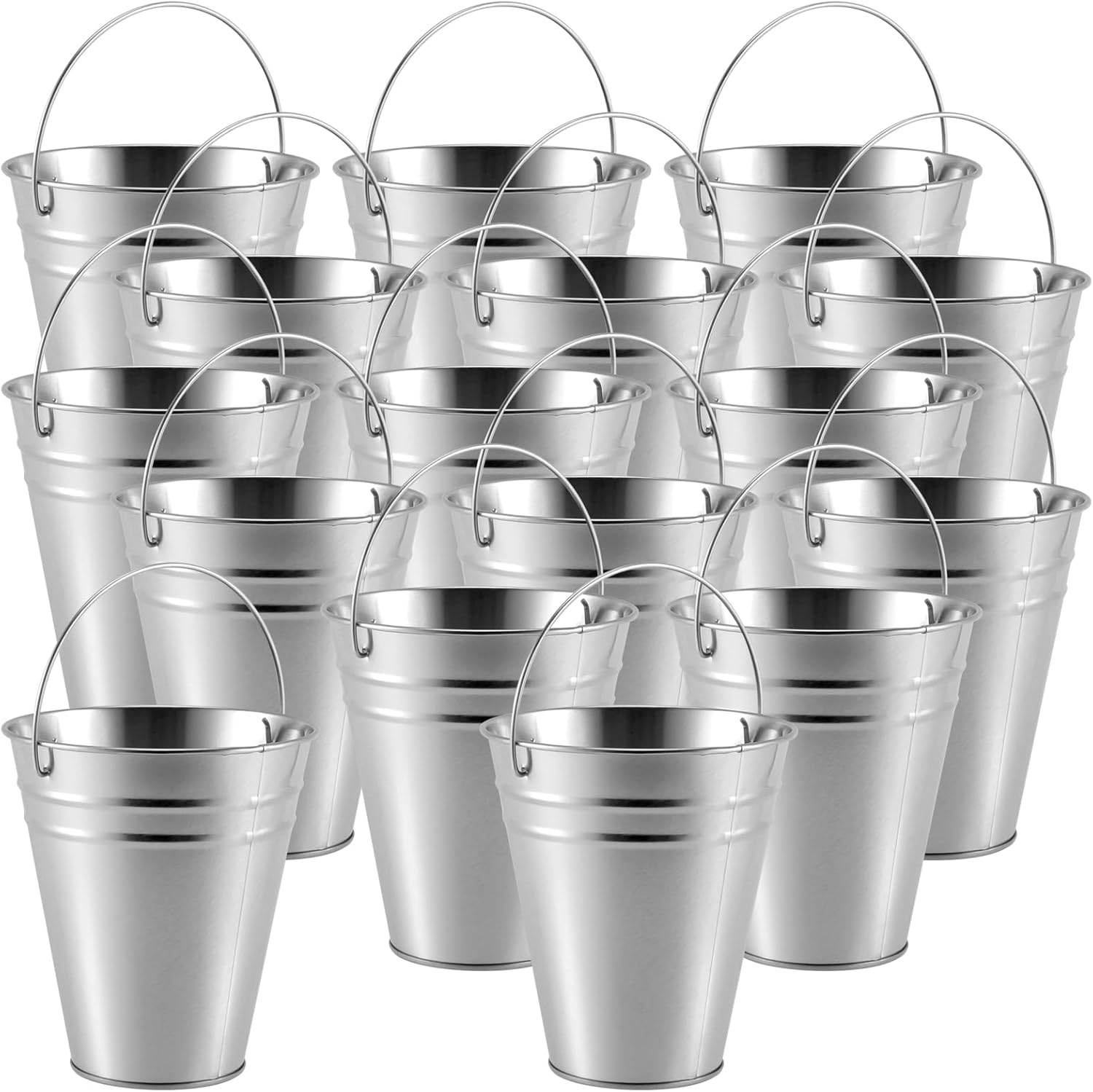 MAHIONG 16 PCS Galvanized Metal Buckets with Handles, Small Ice Bucket ...