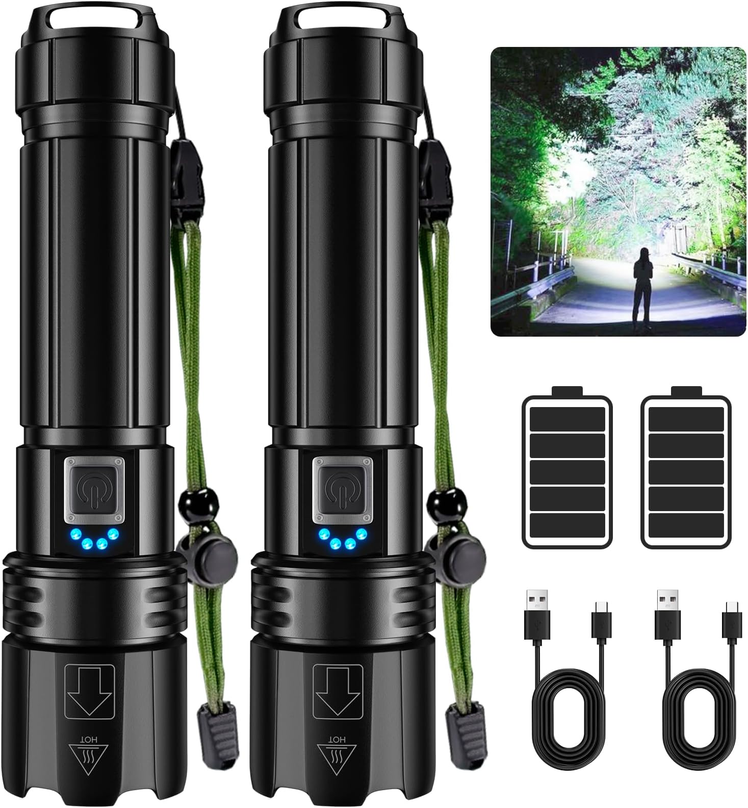 Flashlights High Lumen Rechargeable, 990,000 Lumens Super Bright LED ...