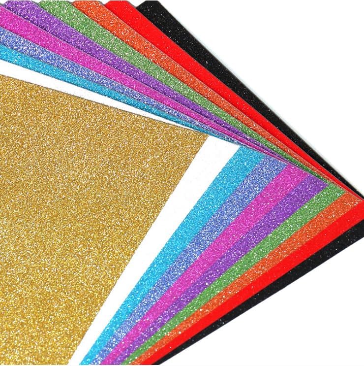 VGOODALL A4 Glitter Craft Paper, 10 Assorted Colors 20 Sheets Sparkle ...