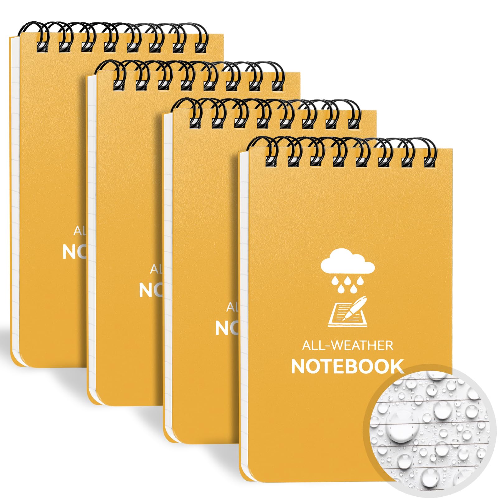 Snapklik.com : Waterproof Notebook, 4 Pack Top-Spiral Pocket Notepad, 3 ...