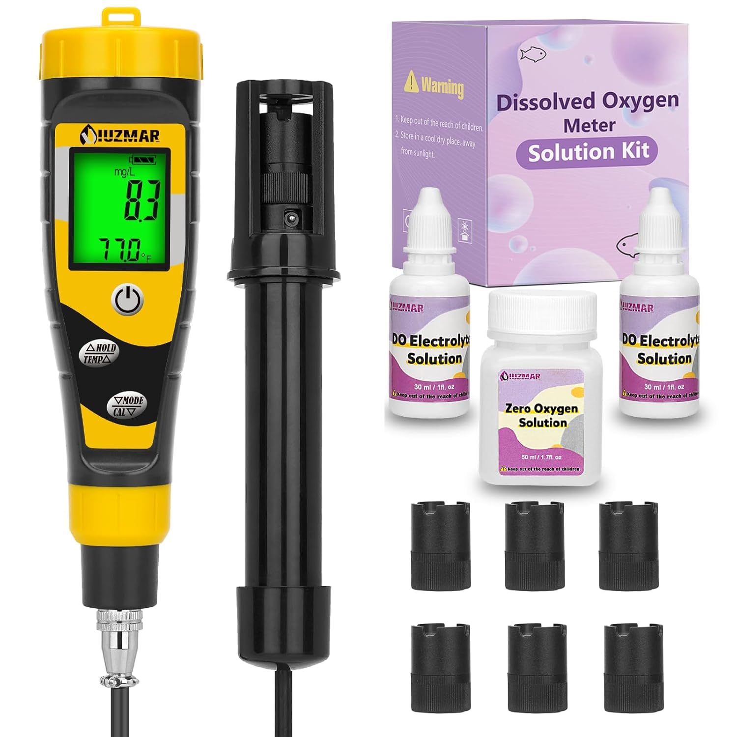 UIUZMAR Dissolved Oxygen Meter Kit Portable DO Meter with Electrolytic ...