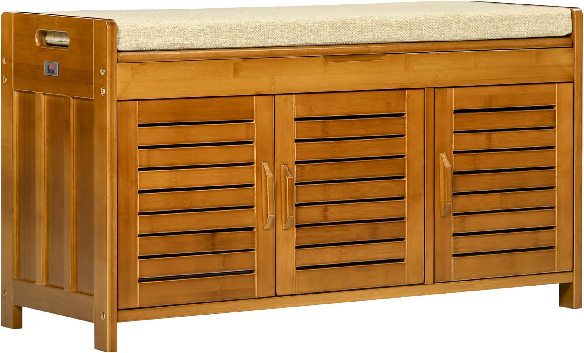 Amazon.com: HOMCOM Shoe Storage Bench, Bamboo Entryway Bench with ...