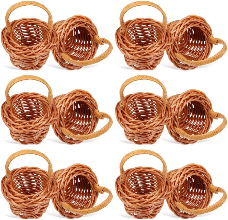 TOYANDONA Mini Woven Flower Basket Set with Handles Small Decorative ...
