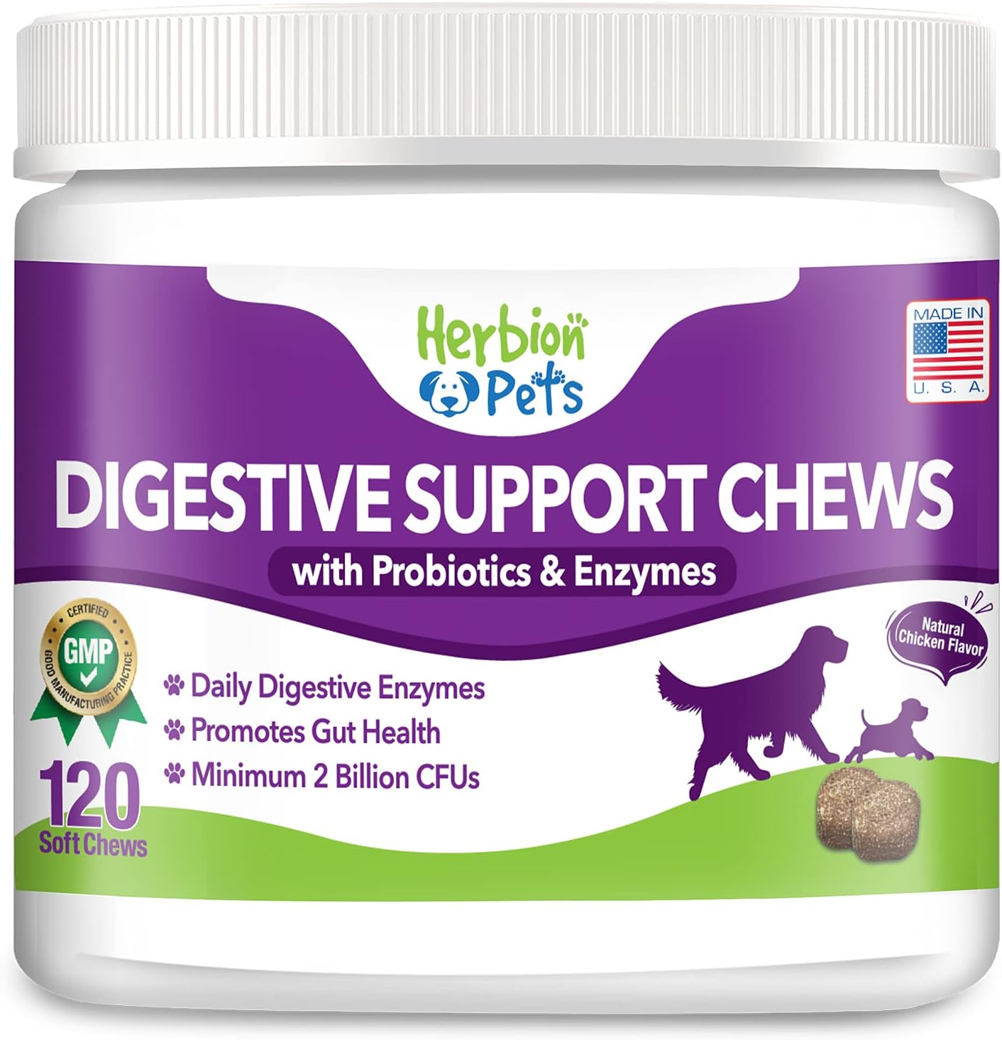 Amazon.com: Herbion Pets Digestive Support Chews with Probiotics and ...