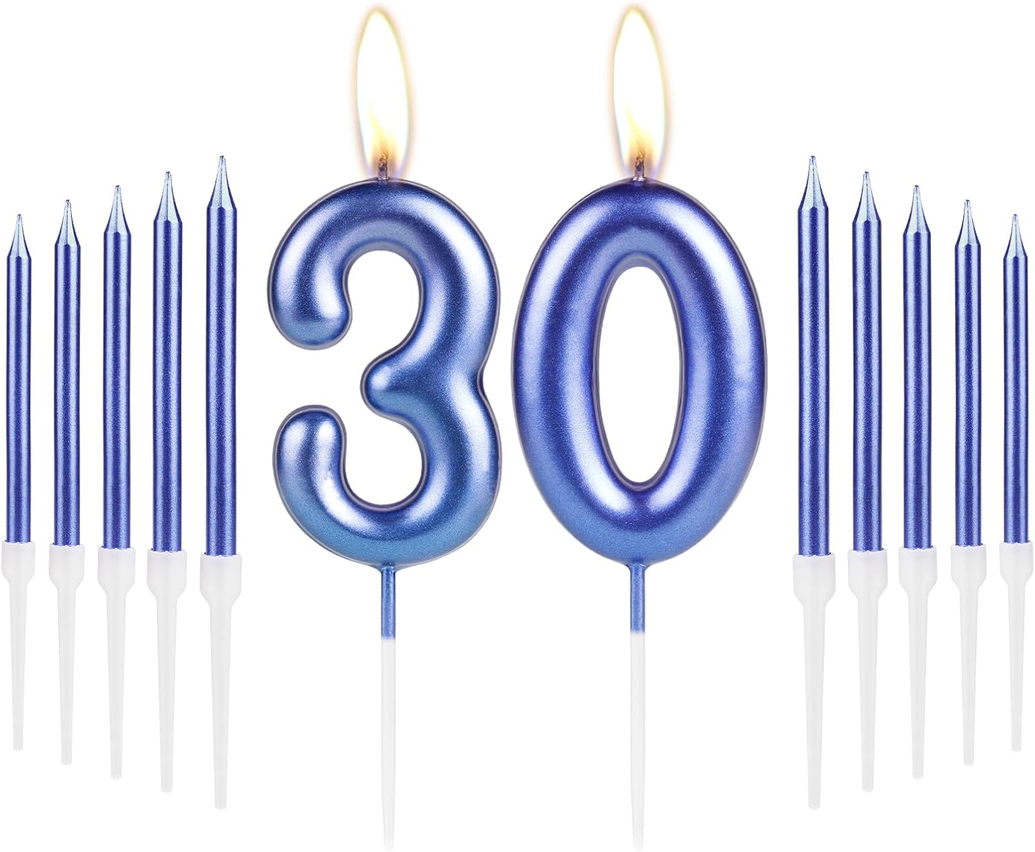 Amazon.com: iNINGER Dark Blue 30th Birthday Number Candles,Dark Blue ...