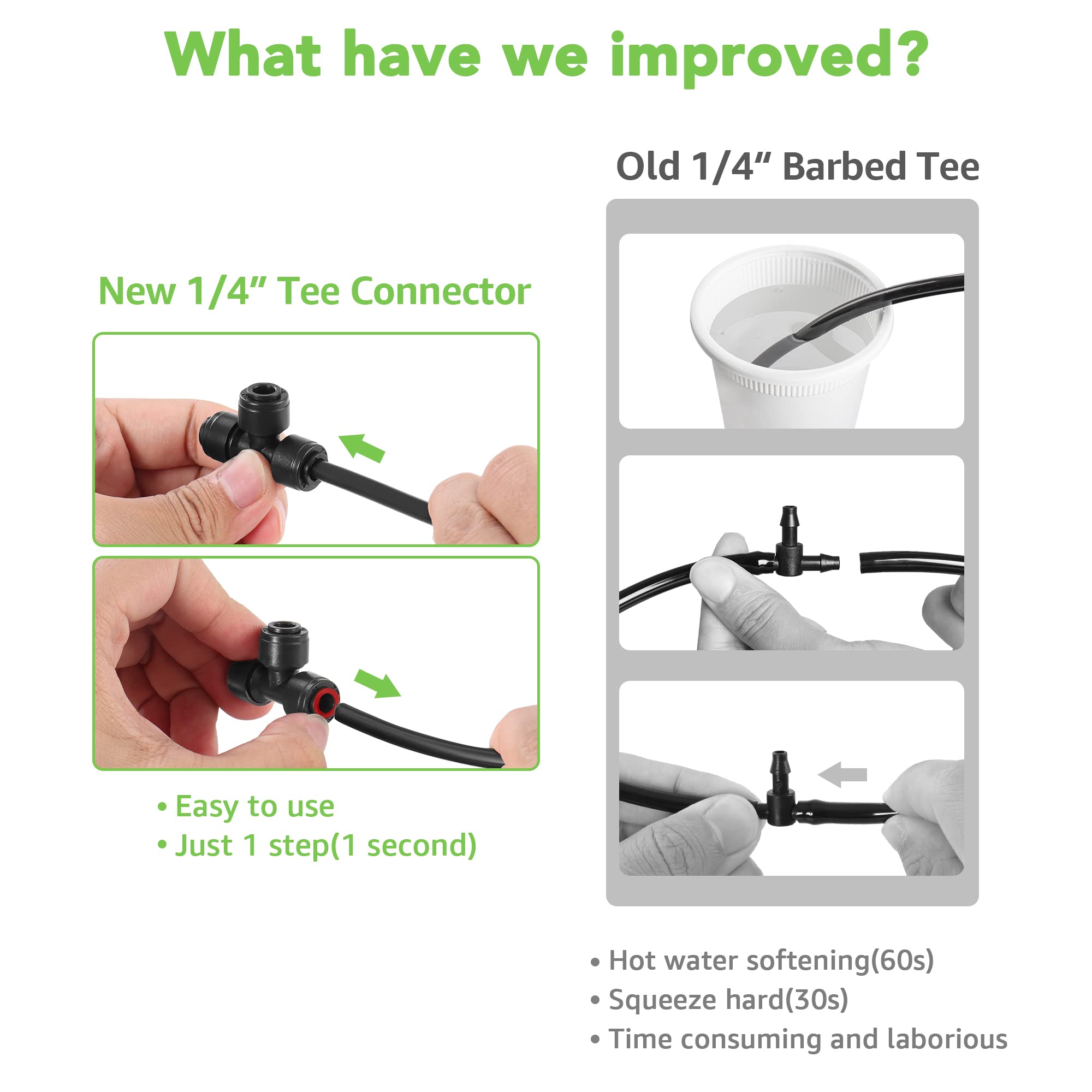 Snapklik.com : 20 Pack Easy-Connect 1/4" Drip Irrigation Tee Connectors