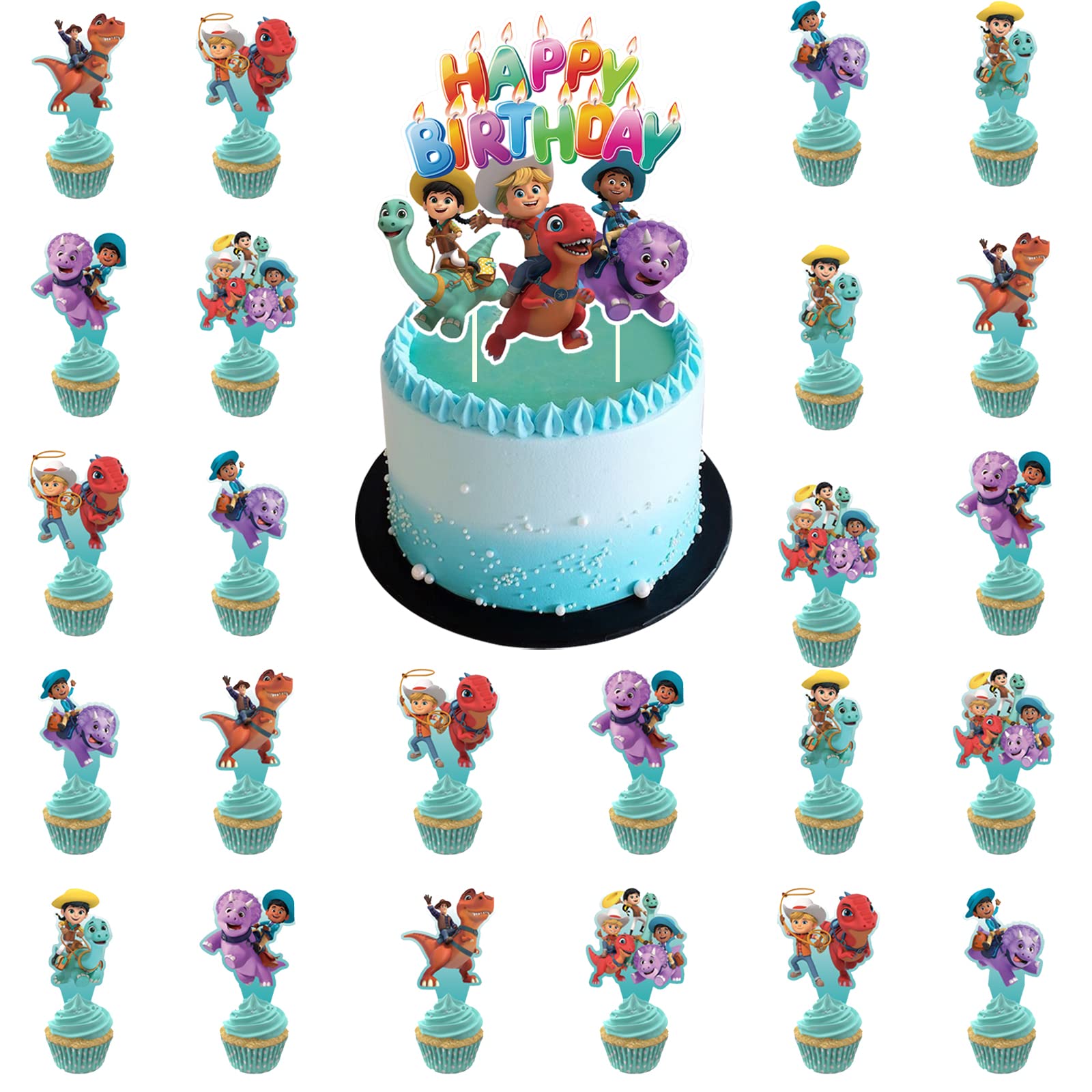 Buy Dino Ranch Birthday Party Decorations, Dino Ranch Cake Topper ...