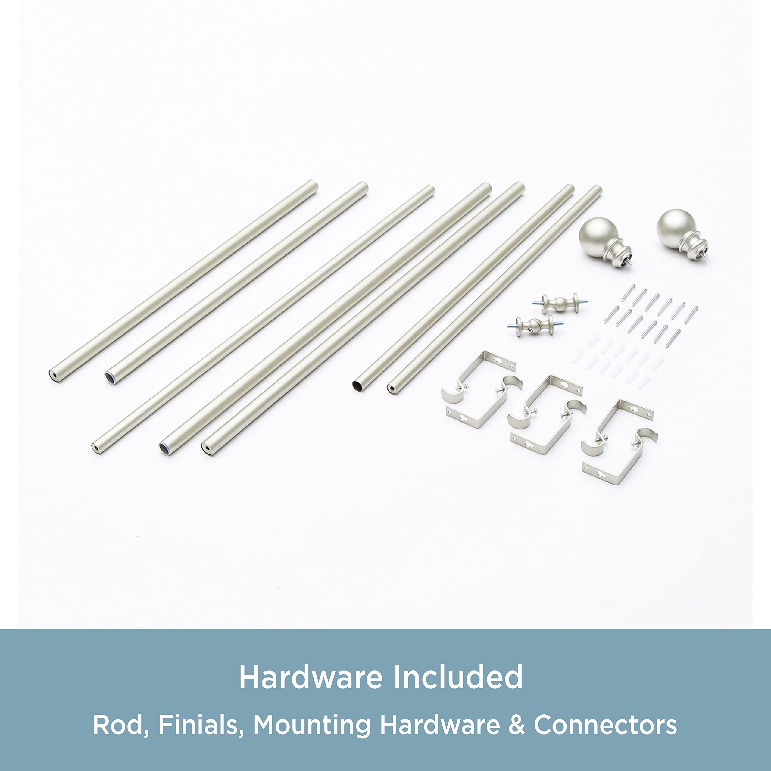 Kenney Bryce 3/4" Decorative Bay Window Curtain Rod, 78-144", Brushed ...